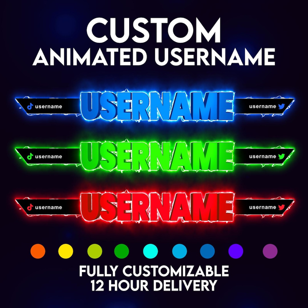 Custom Animated Twitch Username, Twitch Username Animated Overlay ...