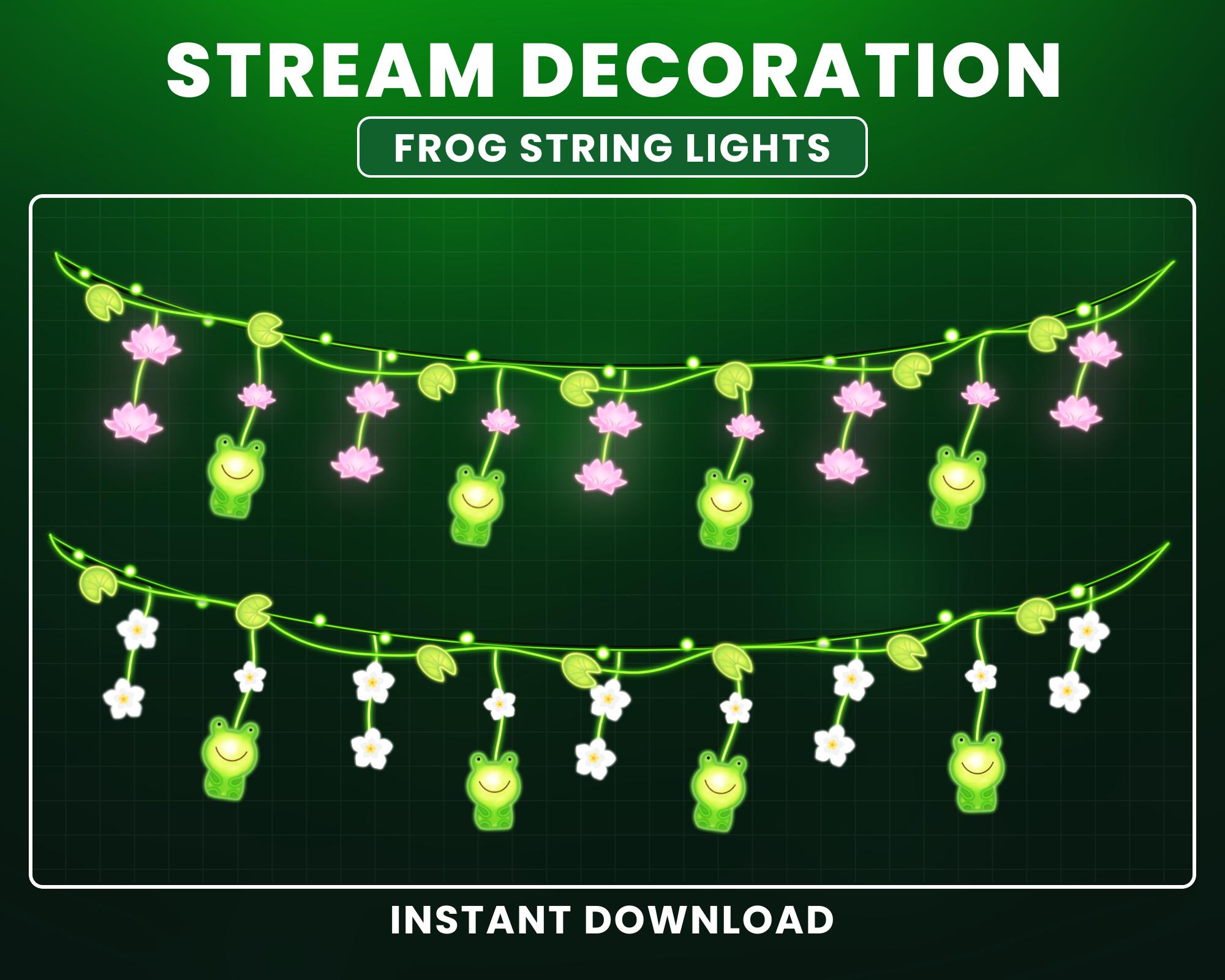Animated Frog Lights Twitch Overlay, Cute String Lights Stream ...