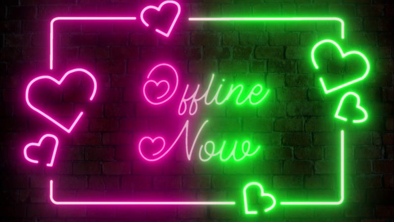 Valentine Neon Animated Stream Overlay, Pink Green Twitch Overlay, Cute ...