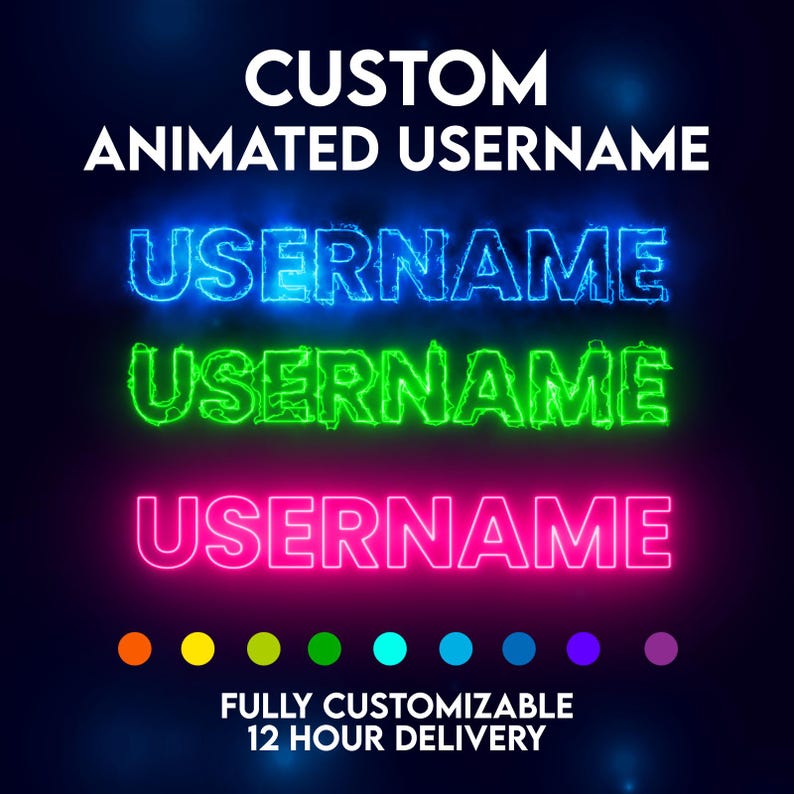 Custom Animated Twitch Username, Twitch Username Animated Overlay ...