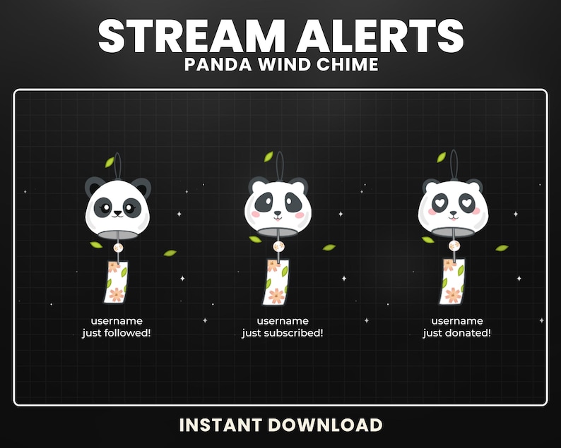 Cute Panda Twitch Alerts, Kawaii Animated Stream Alerts - Etsy