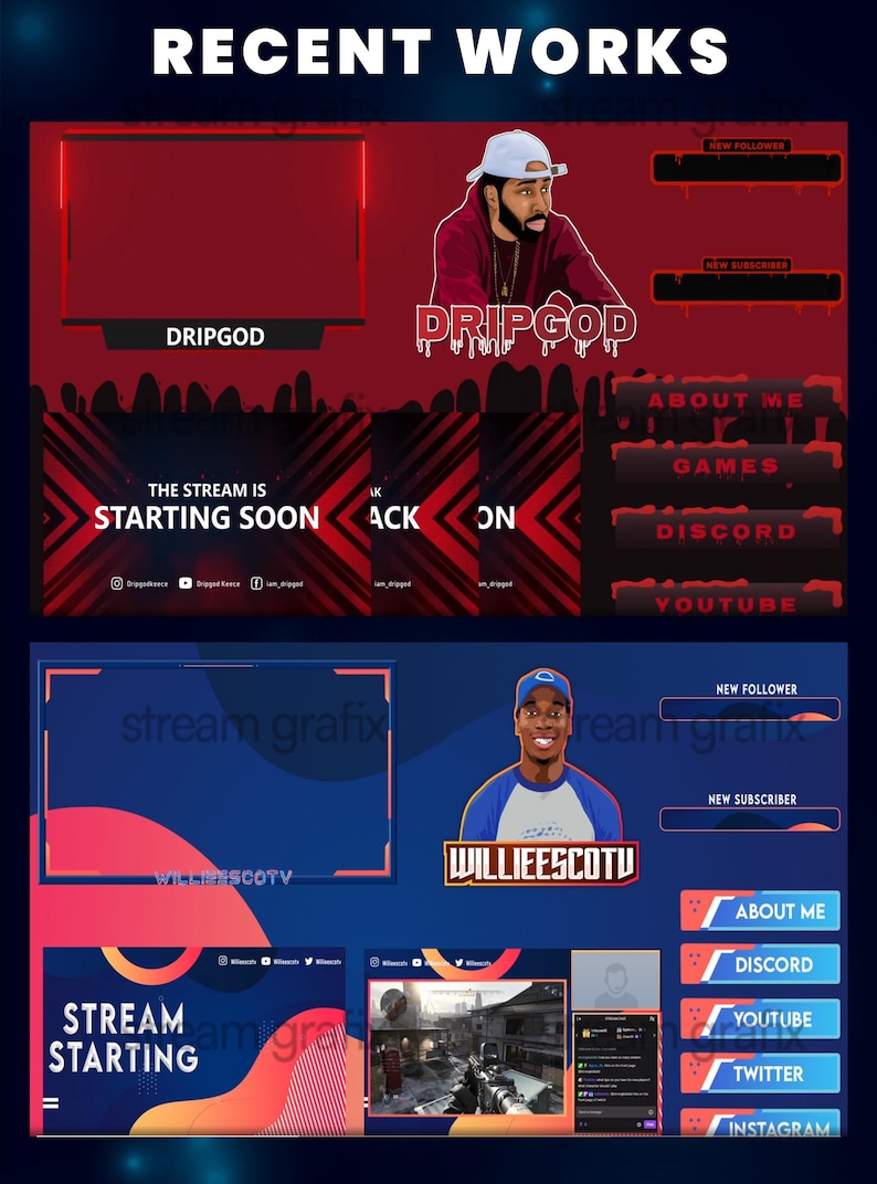 Custom Animated Stream Overlay Package, Custom Twitch Overlays, Logo ...