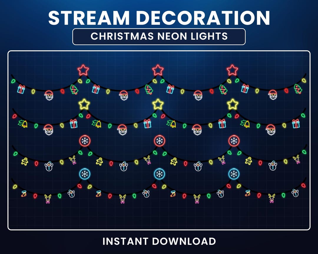 Animated Twitch Christmas Lights, Festive Neon Garland Stream Pack ...