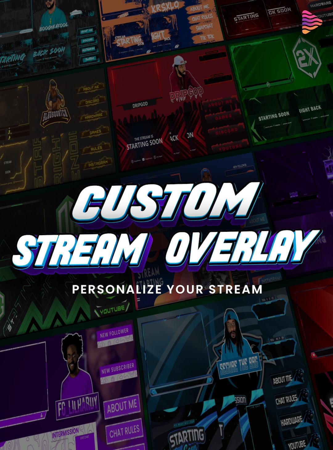Custom Animated Stream Overlay Package, Custom Twitch Overlays, Logo ...