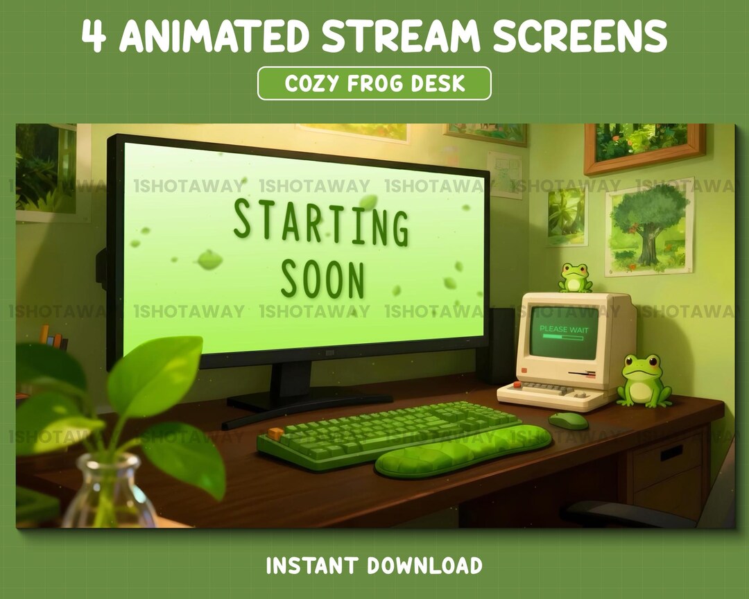 Animated Frog Stream Overlay, Cute Kawaii Froggy Twitch Screens, Cozy ...