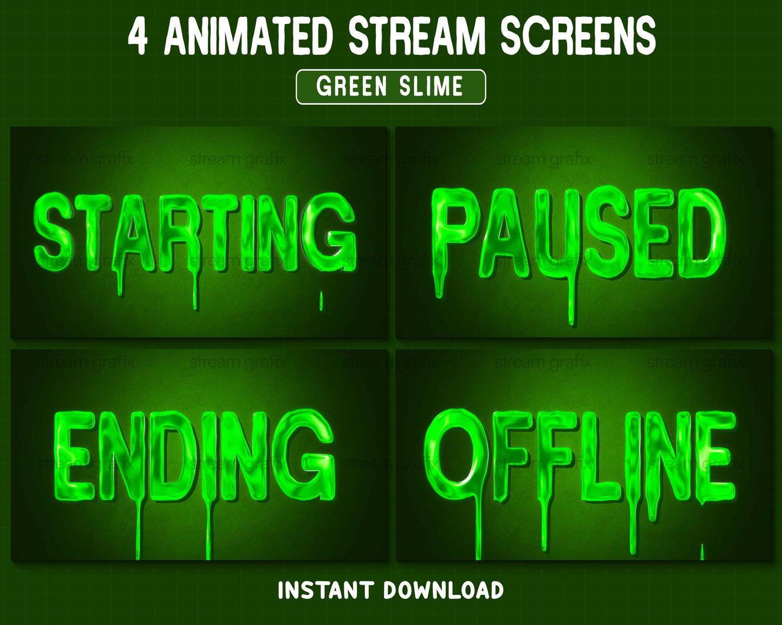 Animated Slime Twitch Overlay, Green Twitch Stream Screens, Horror ...
