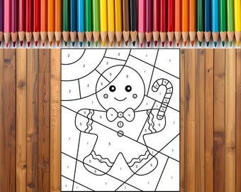 5 Page Children’s Colour by Number Character Creative Christmas ...