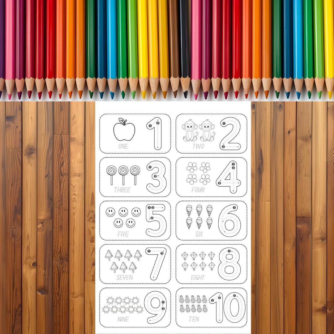 5 Pages of Children's Activity Numbers Book - Etsy