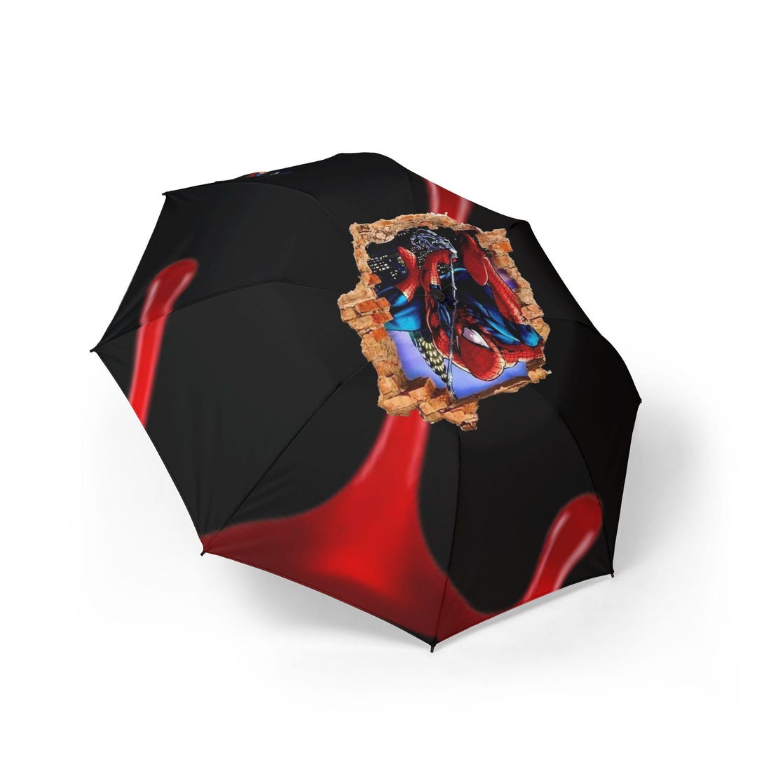 Spider-man Frame Art Umbrella | Black Red Graphic Rain Protection - Etsy