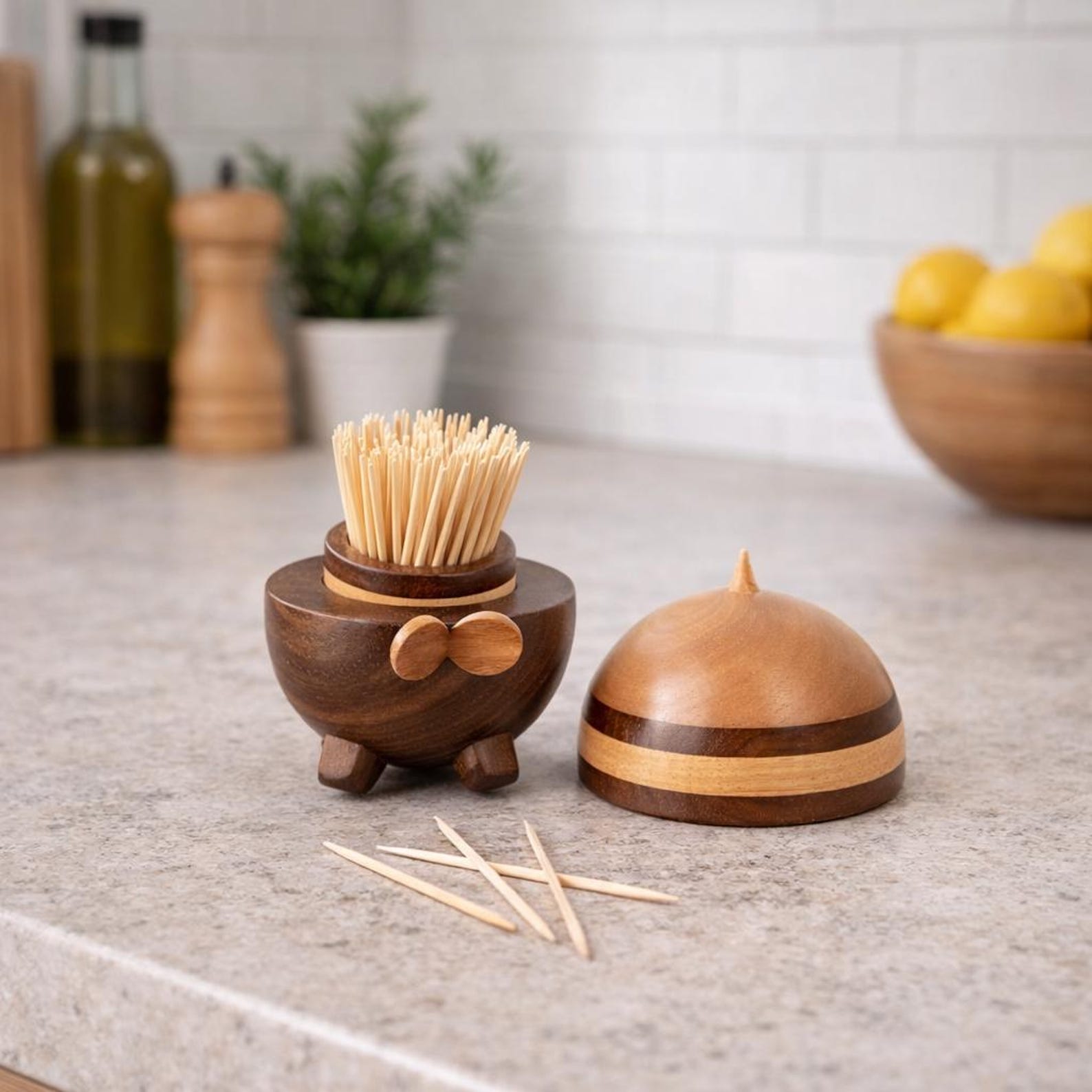 Wooden Bee Toothpick Holder – Fun Kitchen Gadget & Table Decor ...