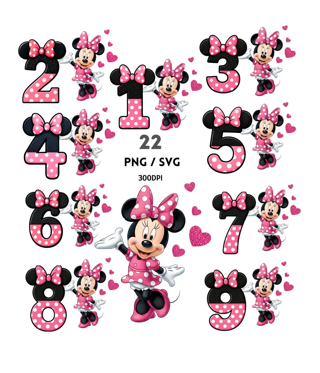 Pink Birthday Girl Numbers PNG Bundle, Cartoon Family Party Clipart Set ...