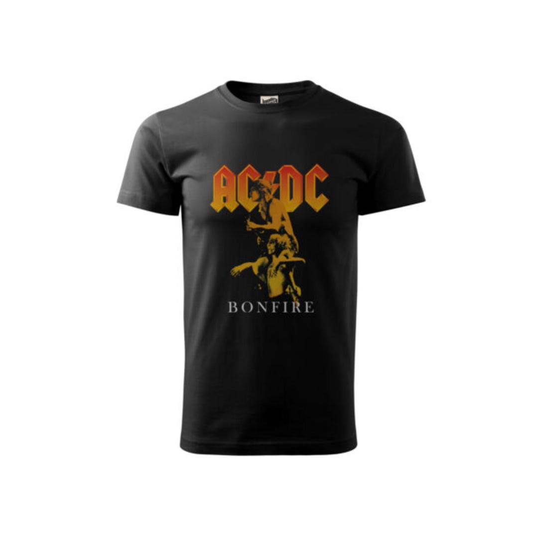 AC/DC Bonfire Album Cover Shirt, Classic Rock Band Tee, Bon Scott ...