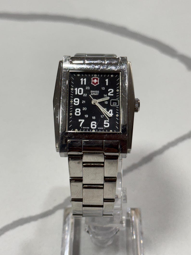 Swiss Army Rectangular Stainless Steel Watch With Date – Swiss Made - Etsy