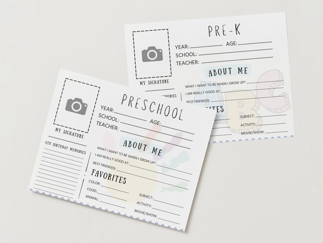 School Years Memory Keepsake Printable – Preschool Through Senior Year ...