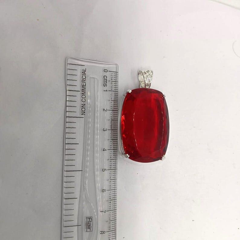 Buy Natural Ruby 90-100 Ct Silver Emerald Shape Gemstone Pendant | July ...