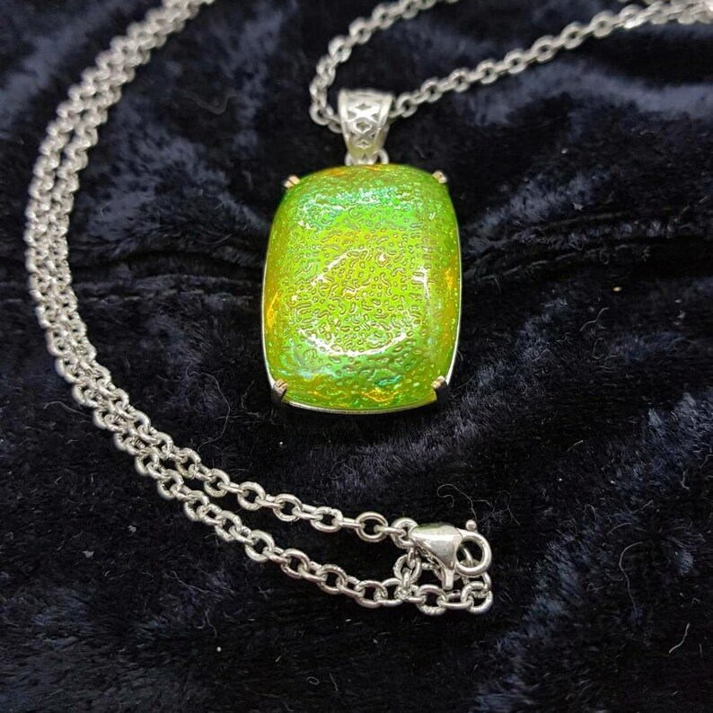 Buy Unique Monarch Opal Cushion Pendant Necklace 100–110CT, Lime Green ...