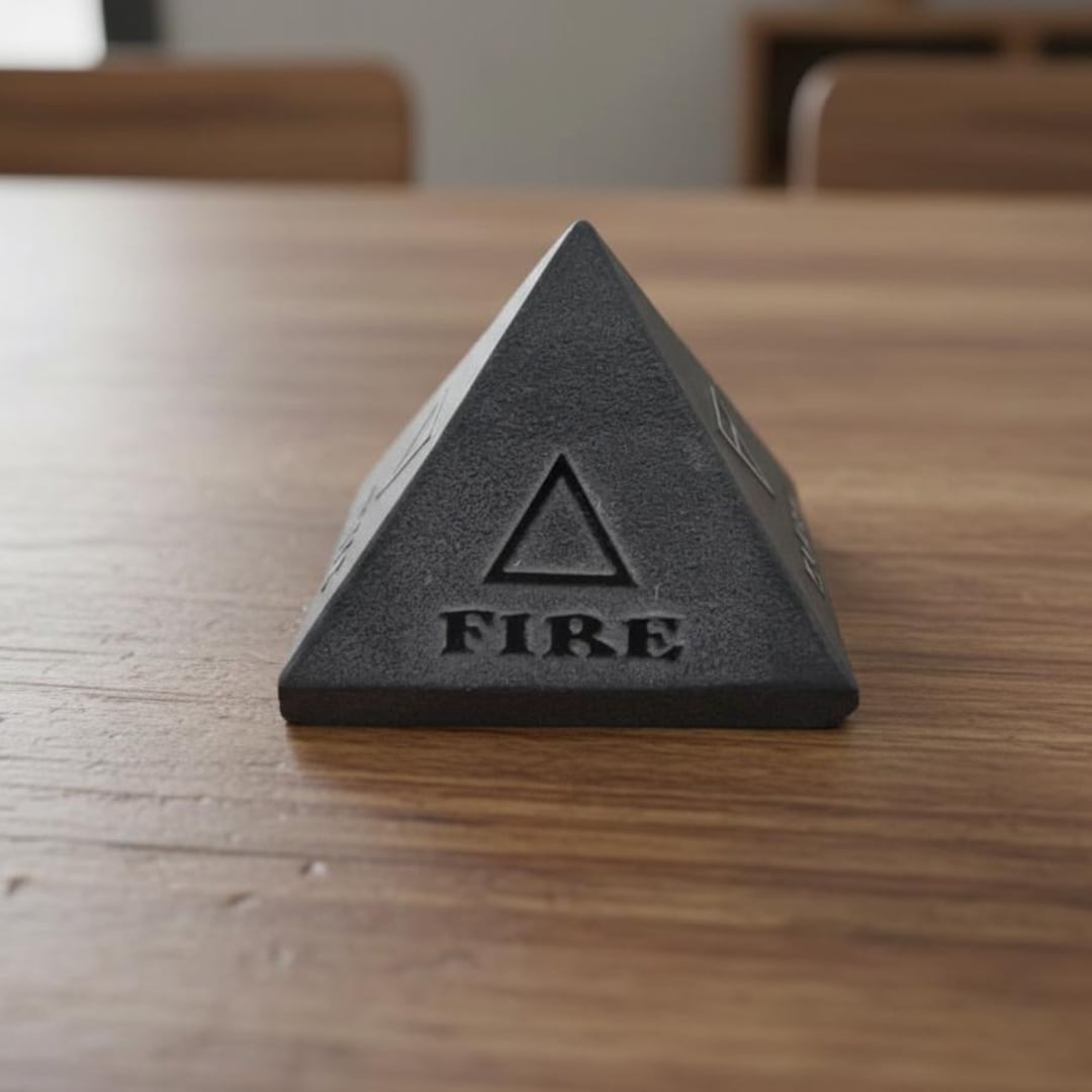 Elemental Obsidian Pyramid, Fire Earth Air Engraved Crystal, Meditation ...