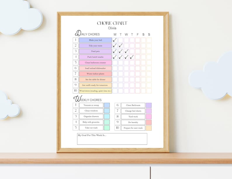 Teen Chore Chart Printable Editable Family Routine Tracker Digital ...
