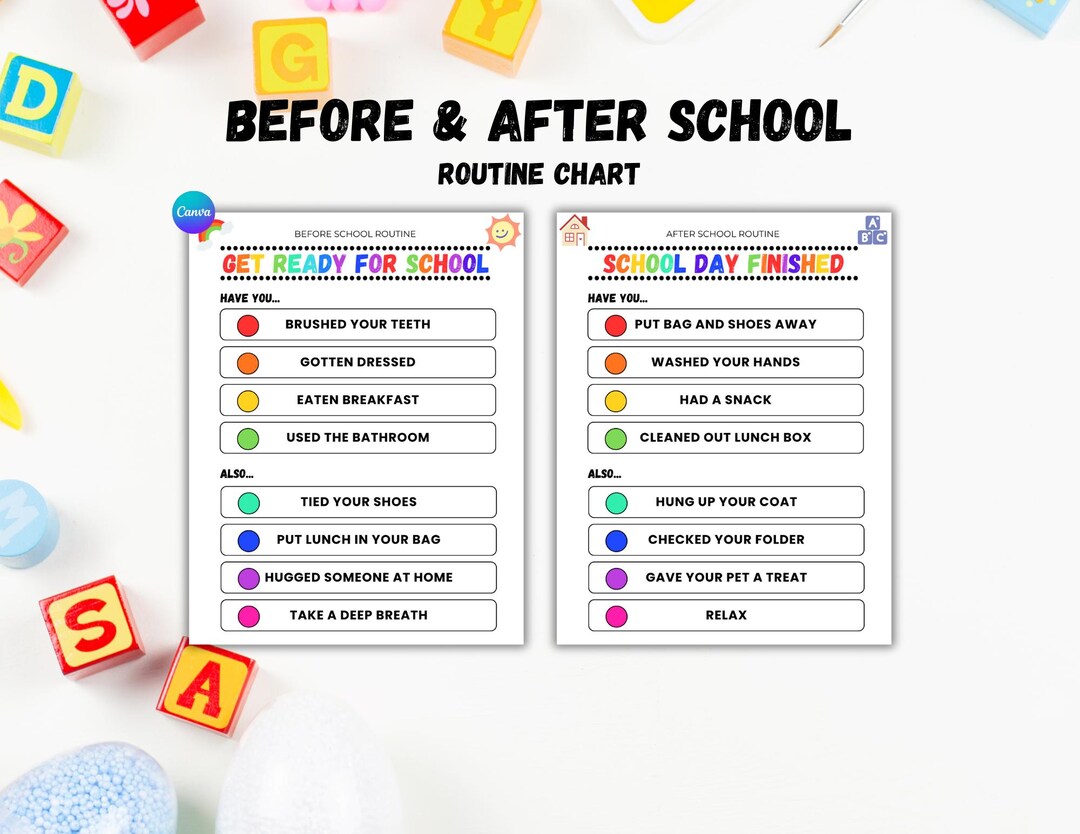 Editable Before and After School Routine Chart for Preschool and ...