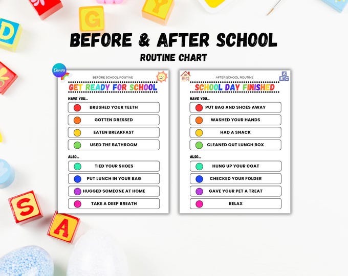 Before & After School Routine Charts for Little Kids Template ...