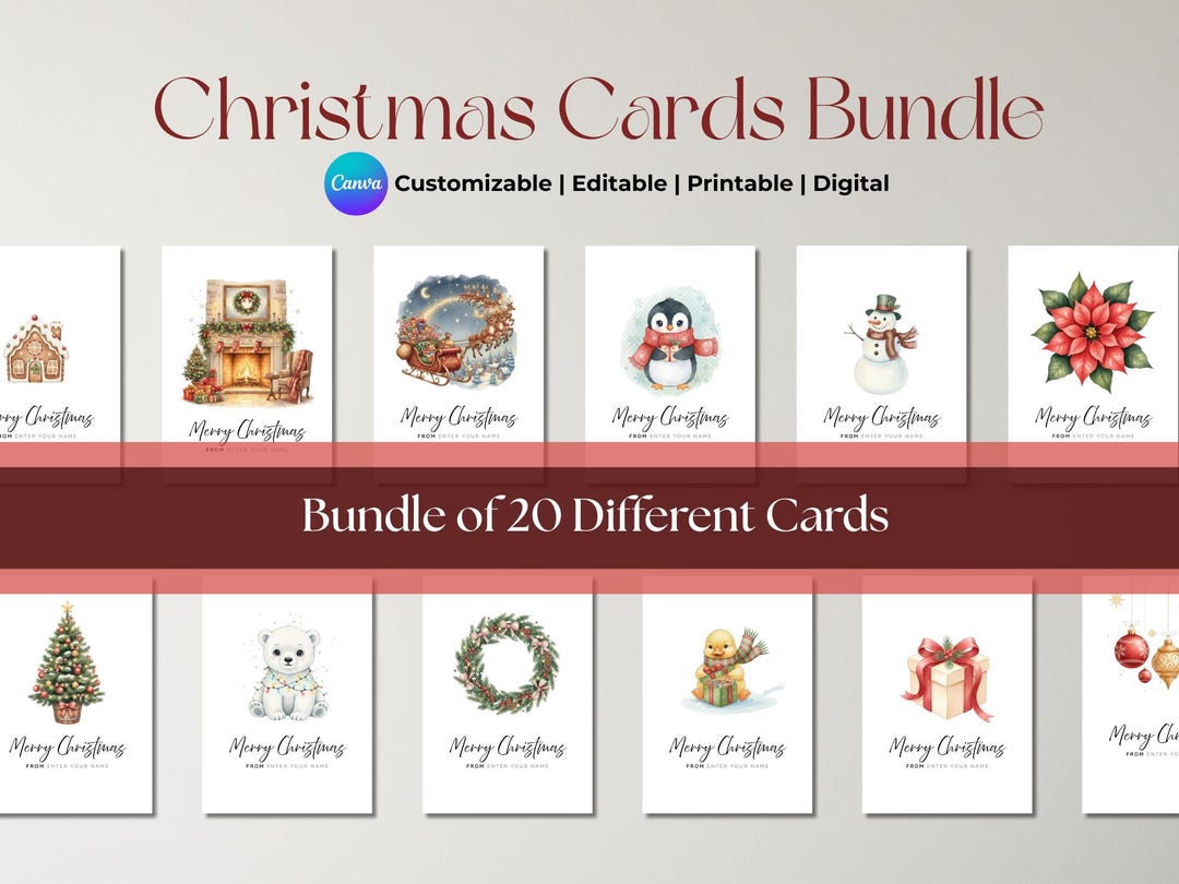 Christmas Card Printable Canva Editable Customizable Digital Holiday ...