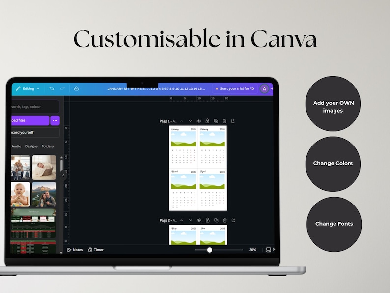 2026 Monthly Photo Calendar Template Custom Photo Calendar Canva ...