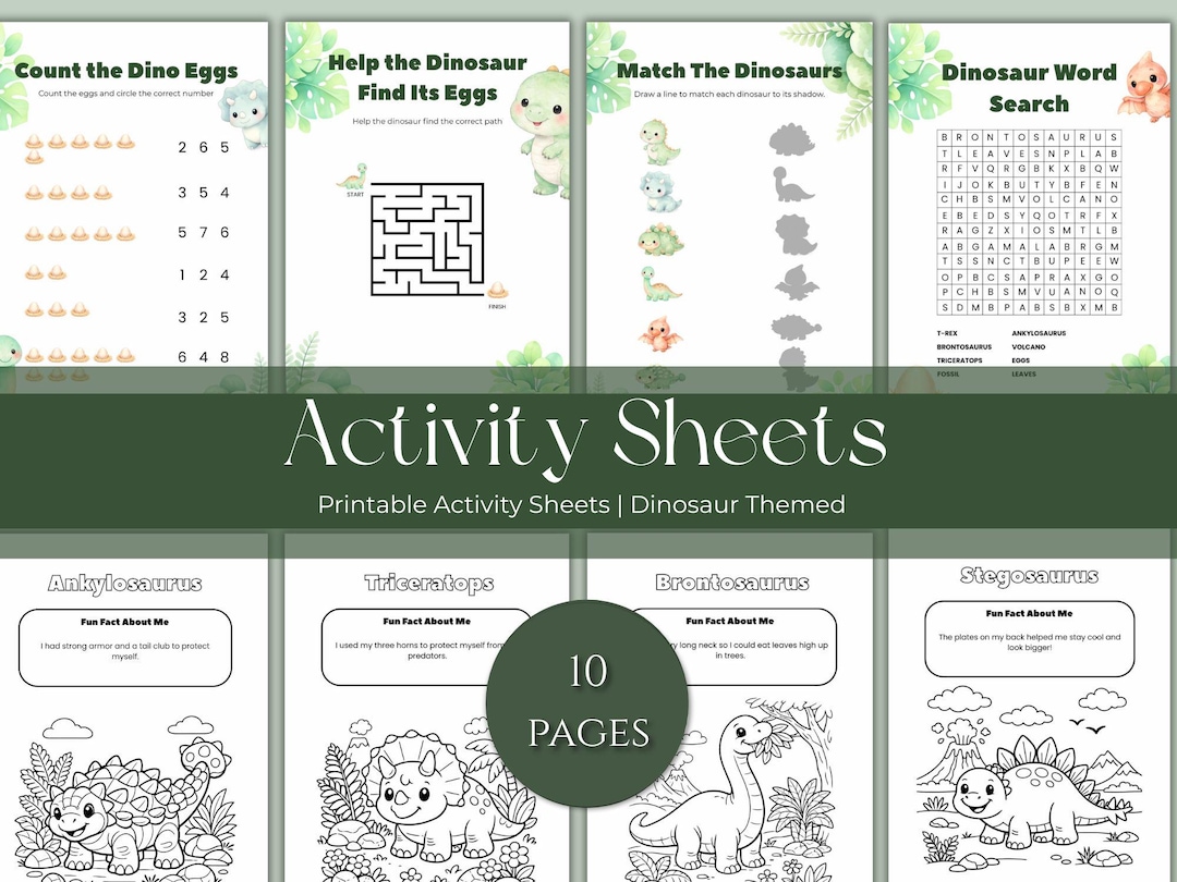 Dinosaur Activity Sheets for Kids Printable Dinosaur Worksheets ...