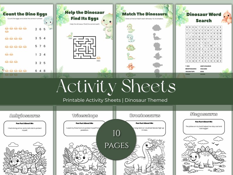 Dinosaur Activity Sheets for Kids Printable Dinosaur Worksheets ...