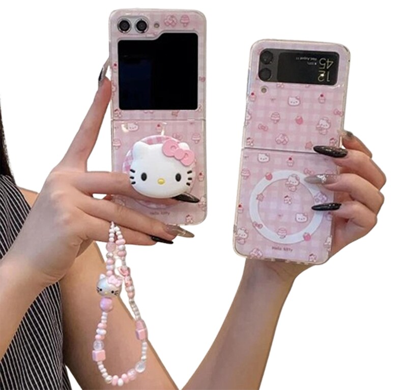 Hello Kitty Samsung Z Flip Case – Sanrio Pink Cover With Stand, Magsafe ...