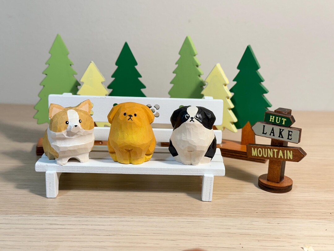 Mini Wooden Dog – Corgi, Golden Retriever & Border Collie | Hand-carved ...