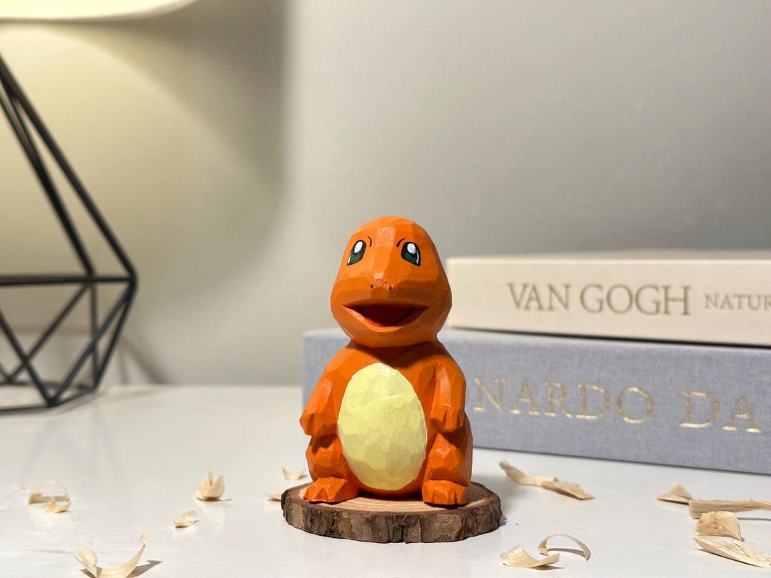 Hand-carved Charmander Figurine | Wooden Fire Dragon Decor - Etsy