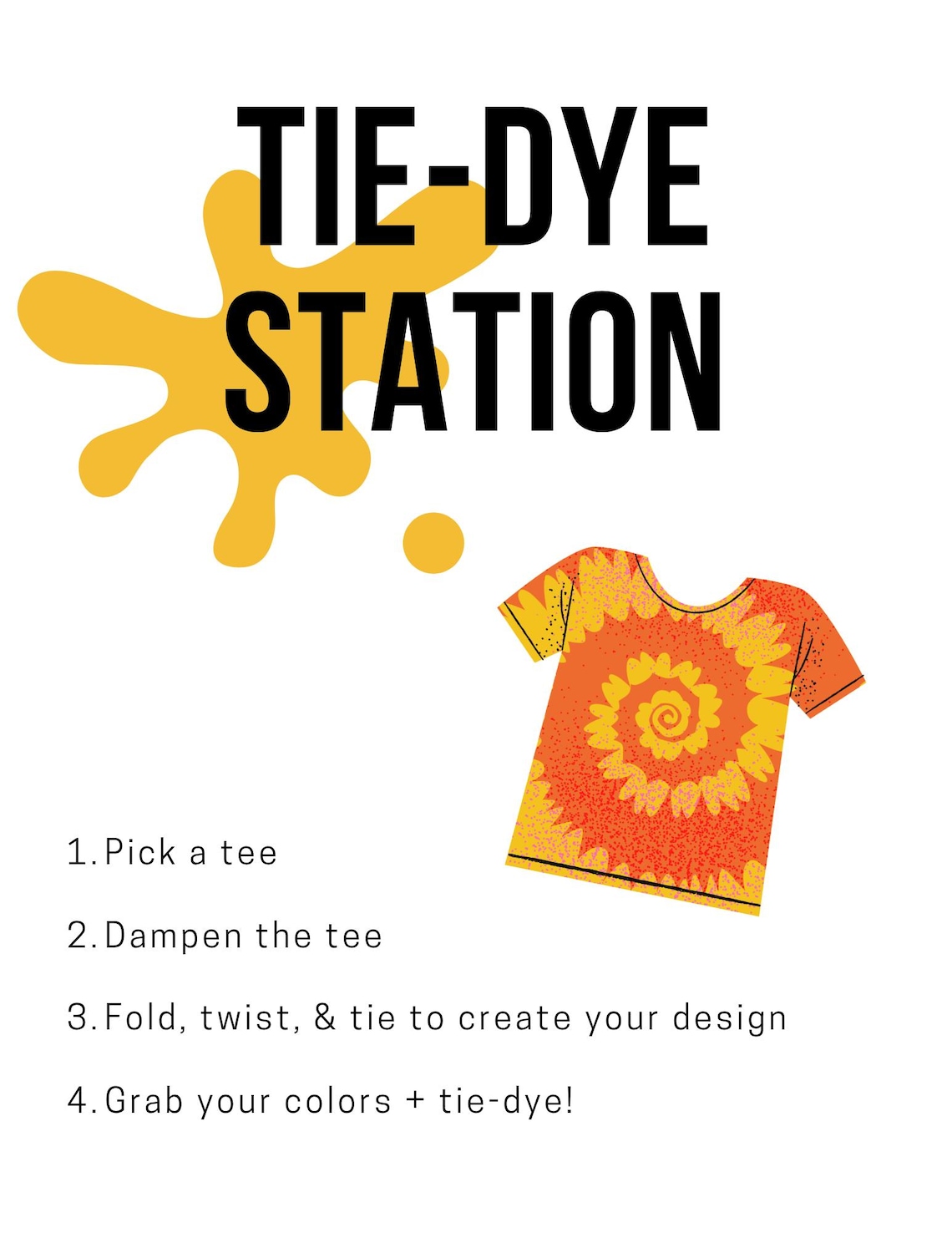 Tie-dye Station Sign | Editable Canva Template (digital Download) - Etsy