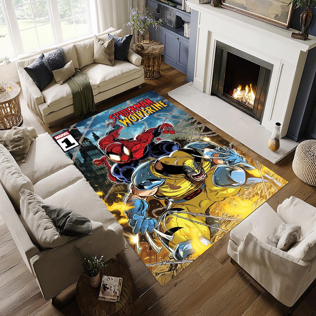 Spider-man and Wolverine Rug – Superhero Comic Art Carpet, Pop Culture ...