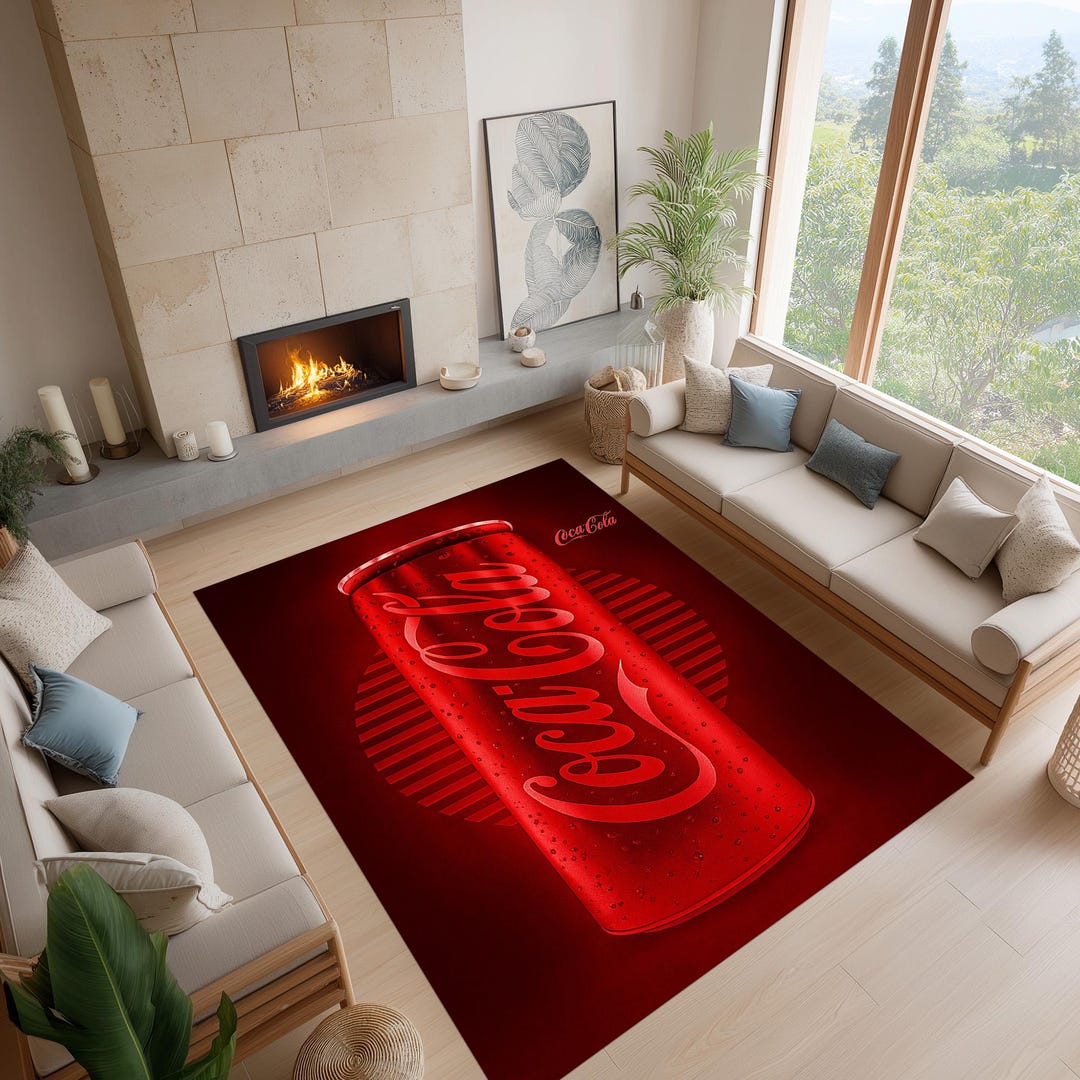 Coca Cola Retro Art Rug, Nostalgic Bedroom Carpet - Etsy