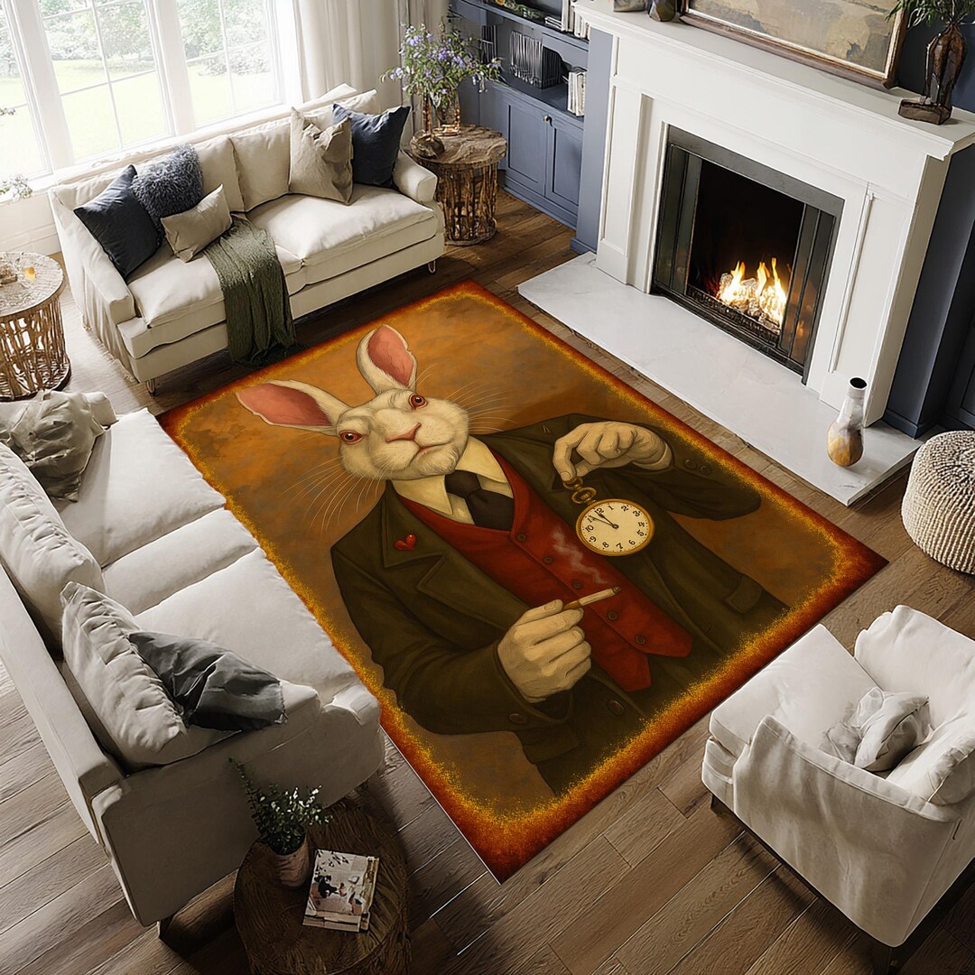 White Rabbit Rug, Wonderland Kids Room Decor - Etsy