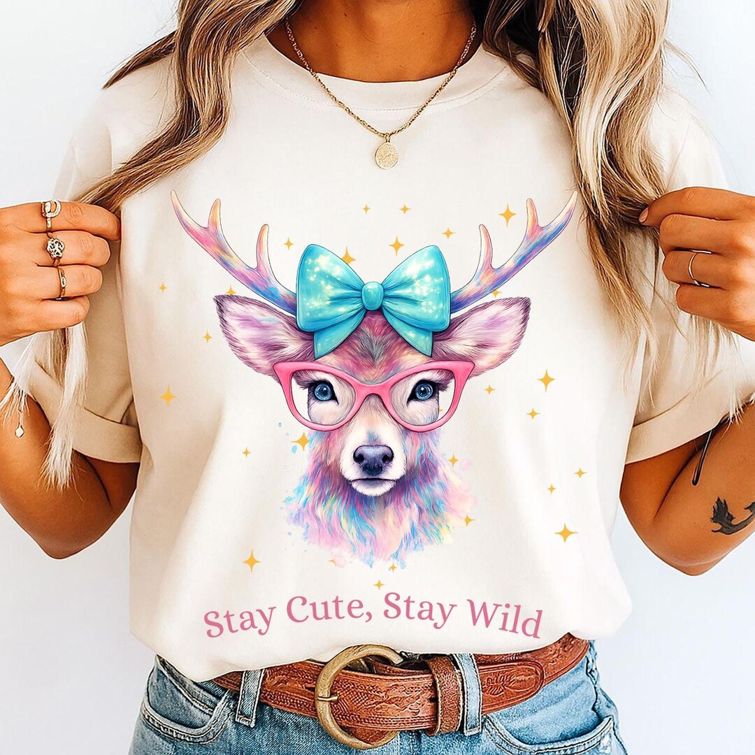 Girly Deer PNG | Animal With Bow & Glasses (digital Download - Etsy