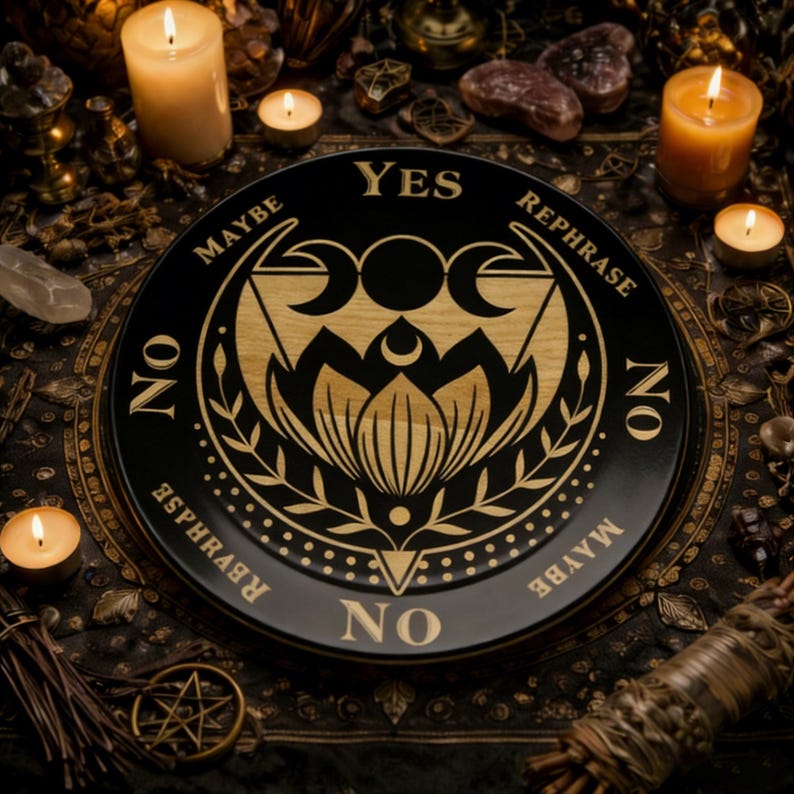 Wheel of the Year Pendulum Board, Triple Moon Lotus Divination Board ...