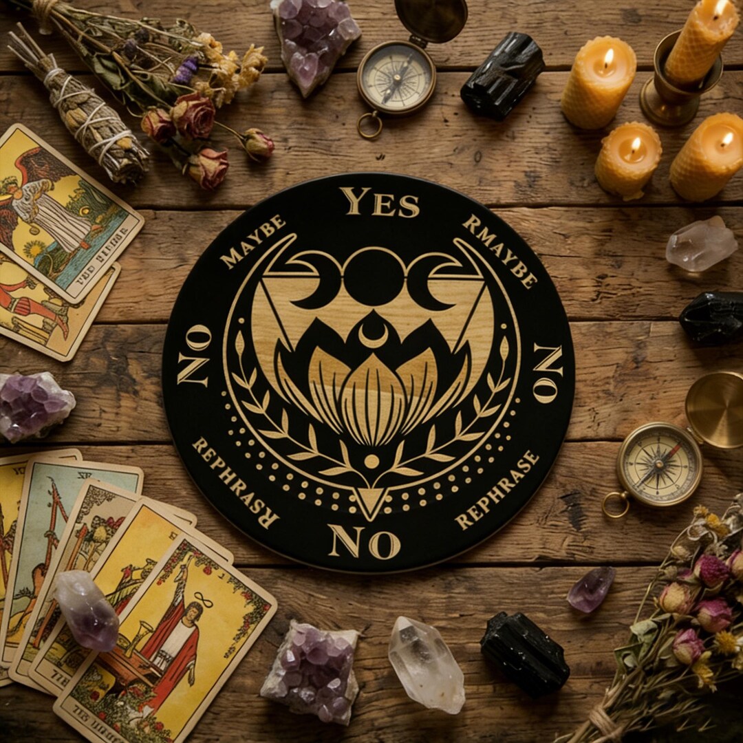 Wheel of the Year Pendulum Board, Triple Moon Lotus Divination Board ...