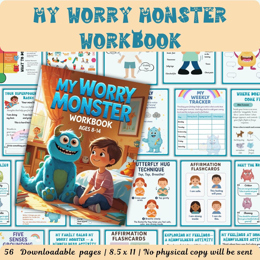 Worry Monster Workbook for Kids | Anxiety & CBT Tools (printable PDF ...