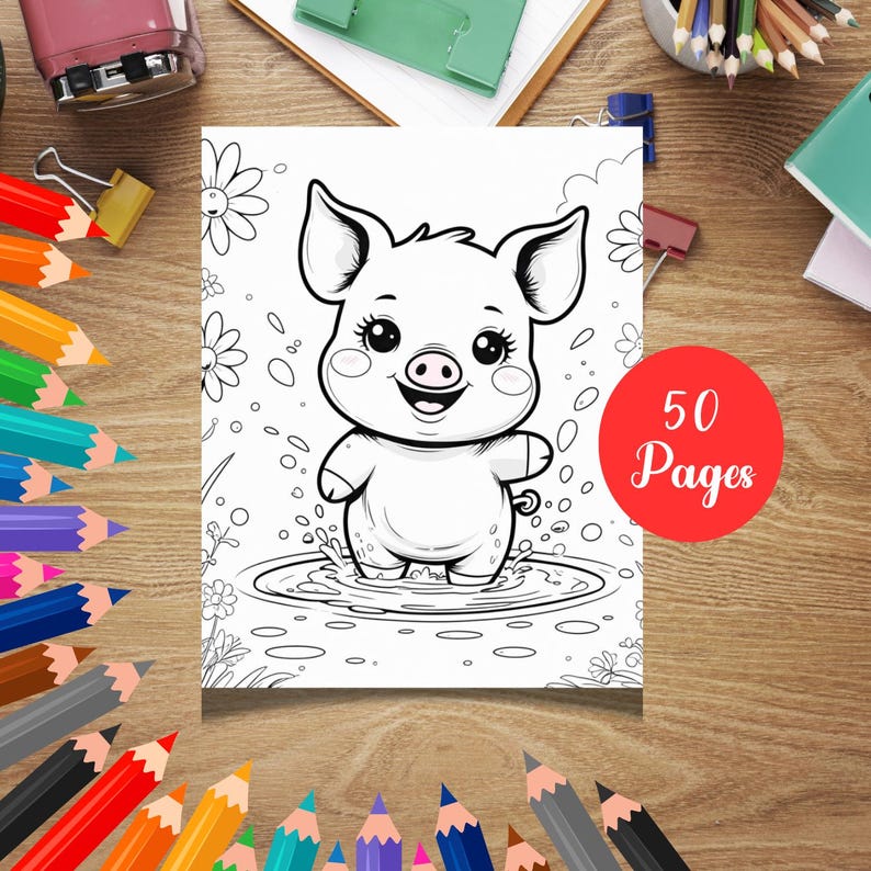 Printable Animal Coloring Pages for Kids - 50 Large Page PDF - Cute ...