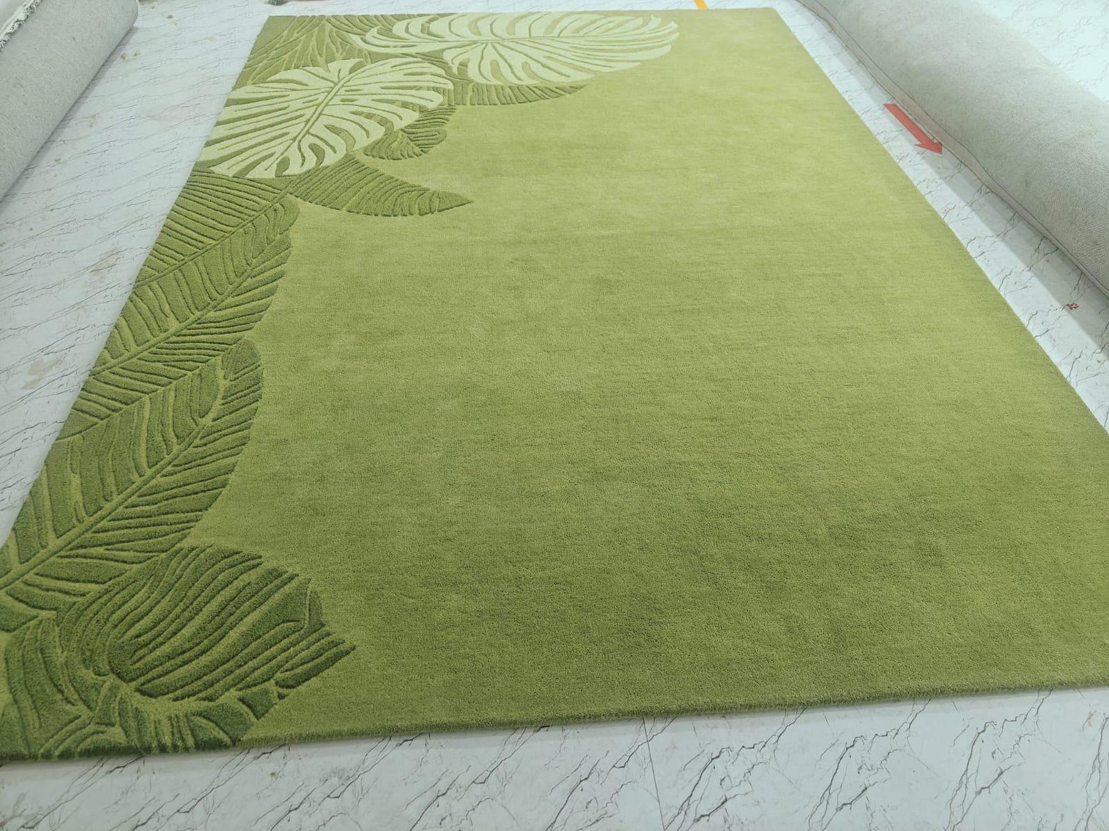Monstera Tropical Green Leaf Area Hand Tufted Rug – Modern Botanical ...