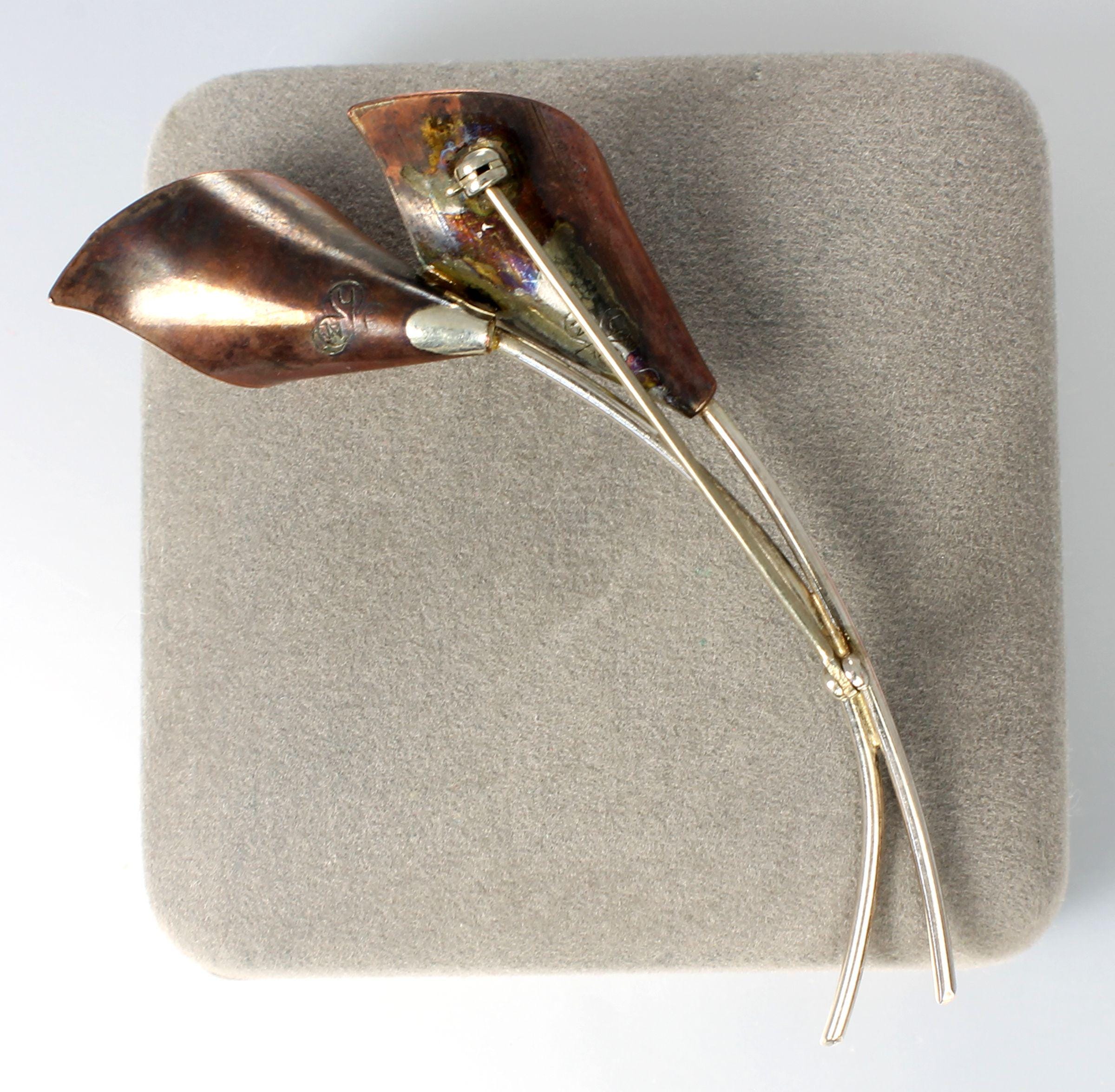 Stuart Nye Copper Calla Lily Brooch - Etsy