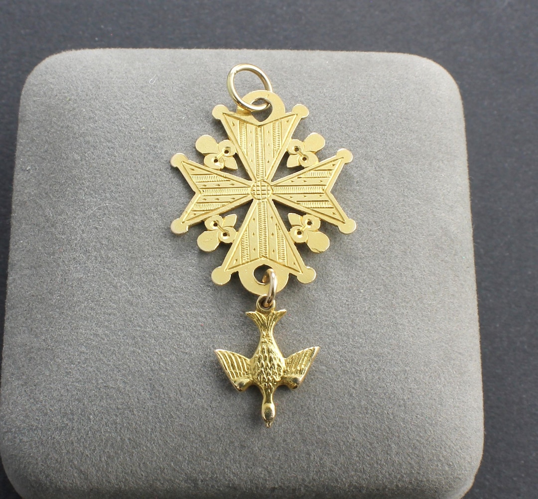 14K Protestant Huguenot Cross Pendant 4.4 Grams Yellow Gold - Etsy