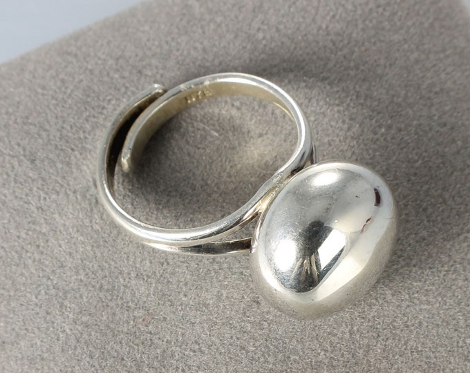 NYE Sterling Silver Ball Ring Adjustable 1970s Jewelry - Etsy