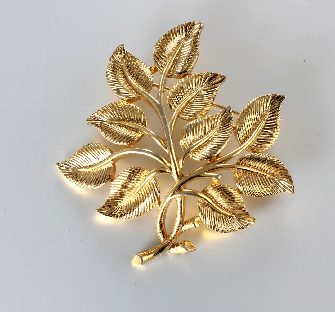 Crown Trifari Gold Leaf Brooch Tree Branch 1970s Jewelry - Etsy