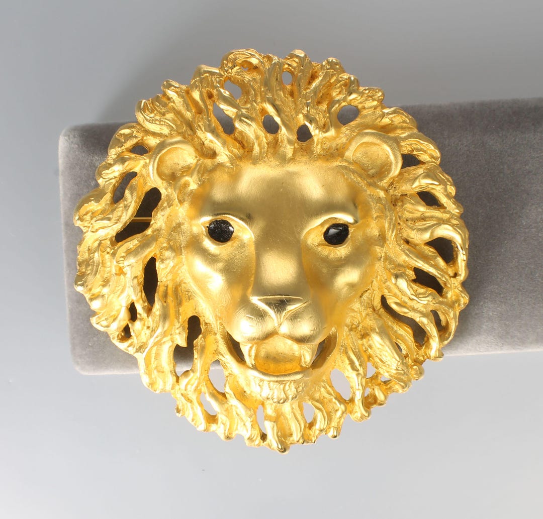 Large DOREEN RYAN Gold Lion Face Brooch 1980s Designer Jewelry - Etsy