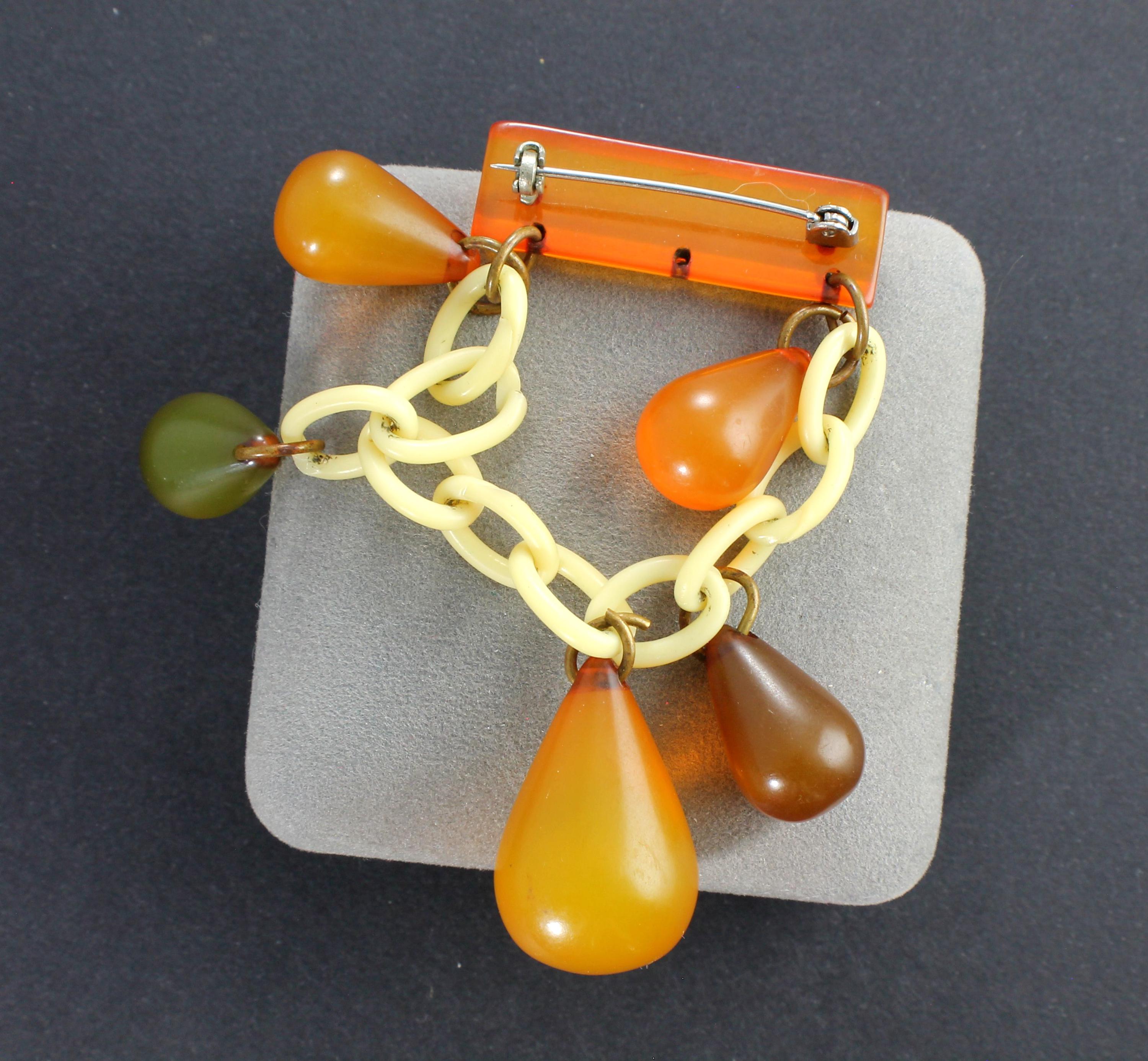 1940s Prystal Bakelite Dangle Chatelaine Brooch - Etsy