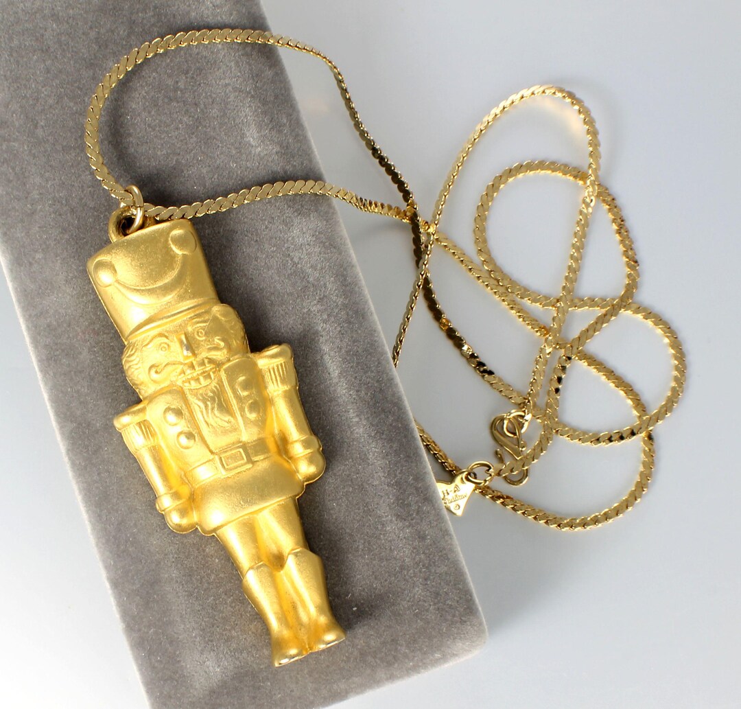 Satin Gold Christmas Nutcracker Pendant Necklace - Etsy