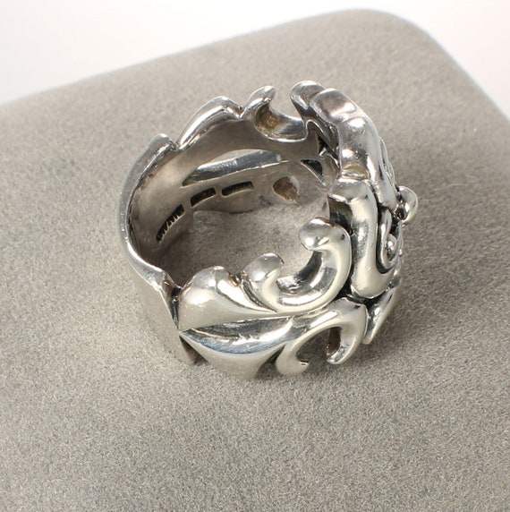 Heavy Sterling Cut out Ring scroll design, Thailand 9… - Gem