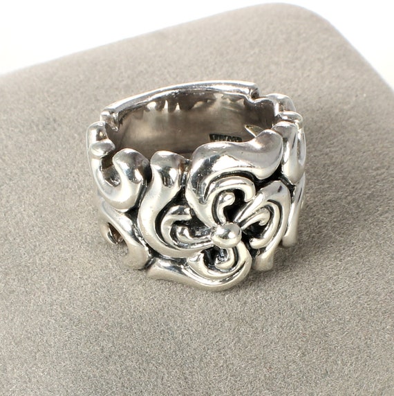 Heavy Sterling Cut out Ring scroll design, Thailand 9… - Gem